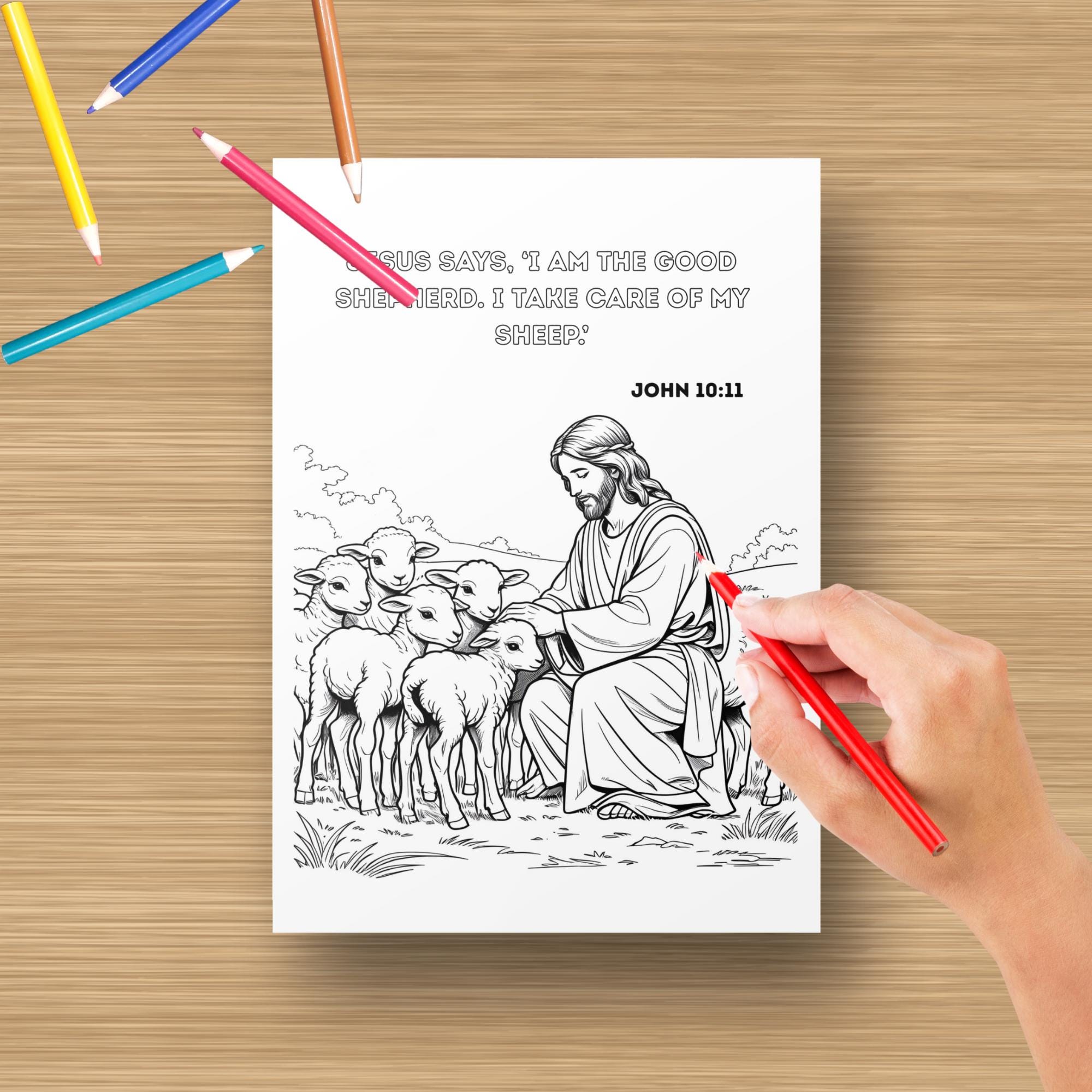 Good Shepherd Coloring Page - Jesus and the Lamb - Christian Kids ...