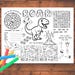 Dinosaur Activity Placemat: Kids' Coloring & Puzzle Sheet (digital ...