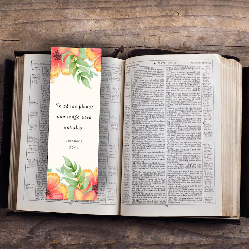 Spanish Bible Verse Bookmarks, Printable Christian Bookmark Set, Floral ...