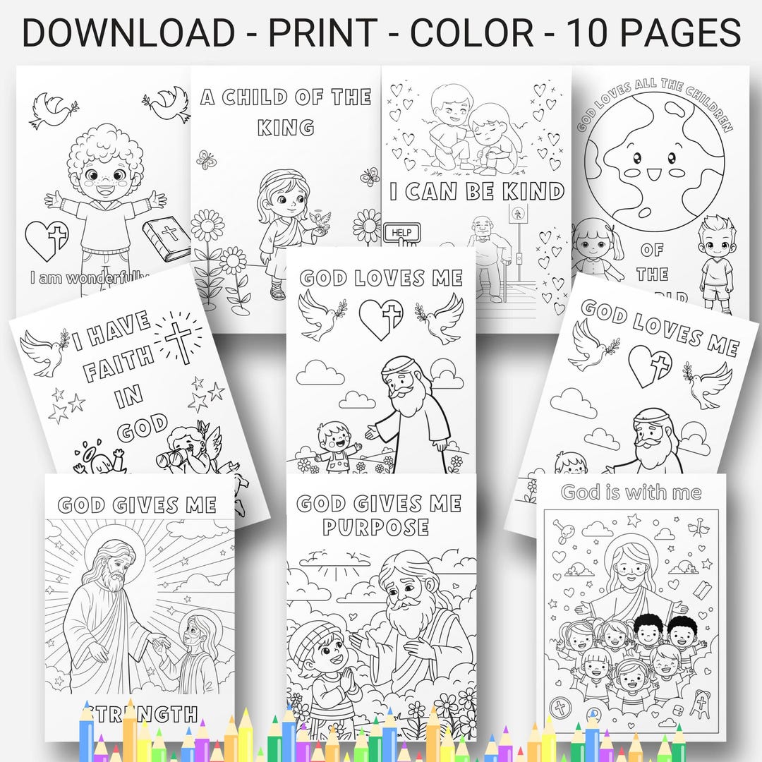 Biblical Affirmation Coloring Pages: Christian Kid's Bible Verses (PDF ...