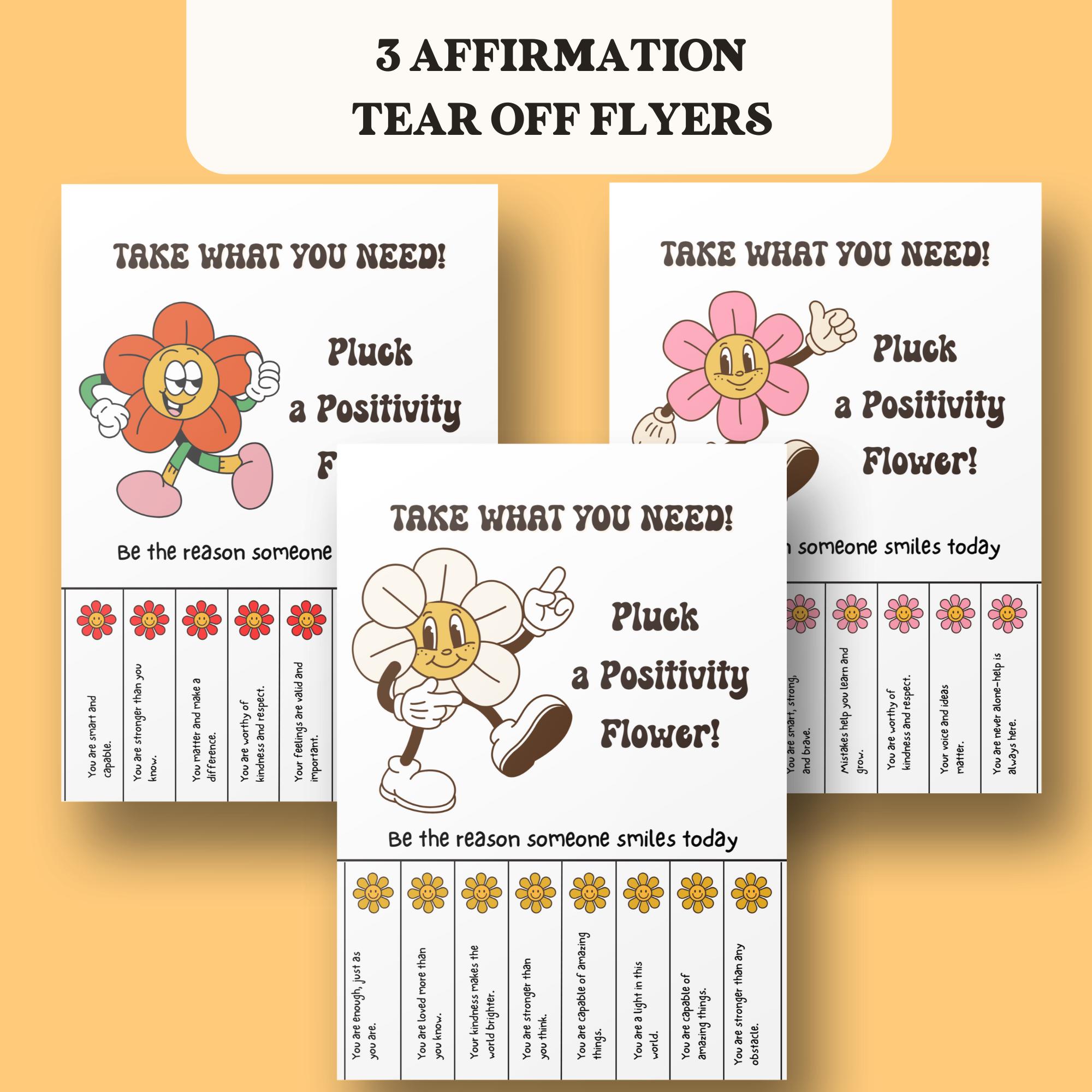 Positive Affirmations Tear-off Flyer: Classroom Bulletin Board (digital ...