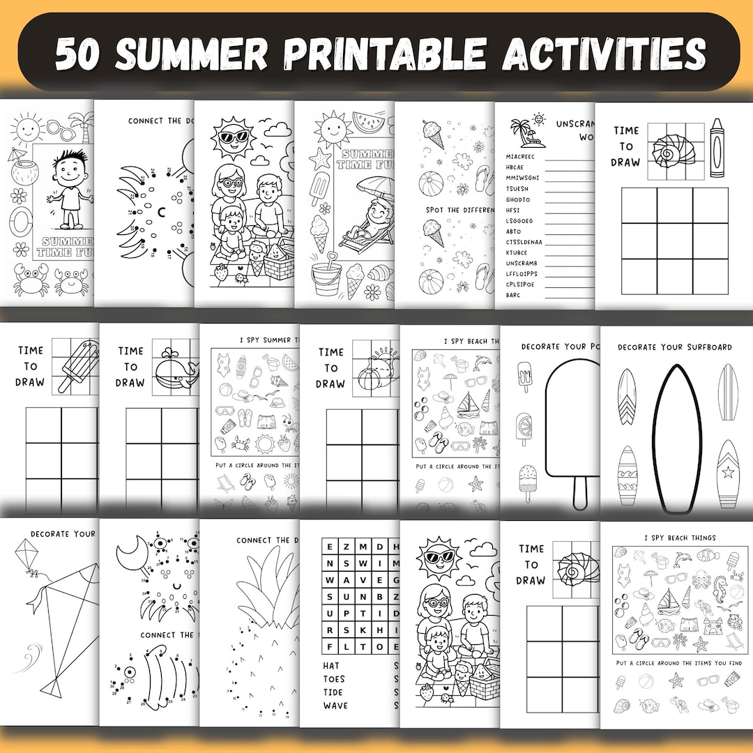 Printable Summer Activity for Kids, Coloring Pages Puzzles, Road Trip ...