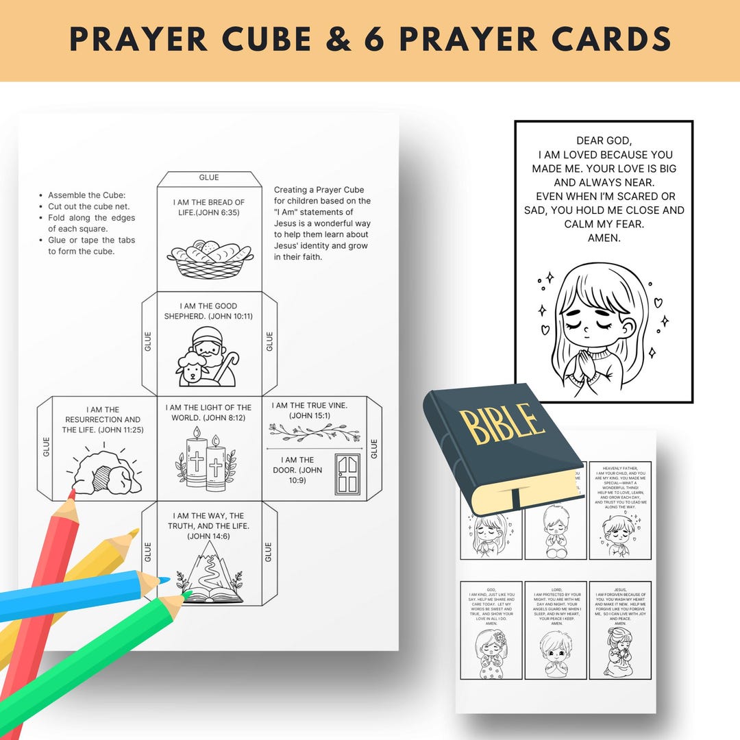 Printable Prayer Cube for Kids, Bible Learning Activity, Sunday School ...