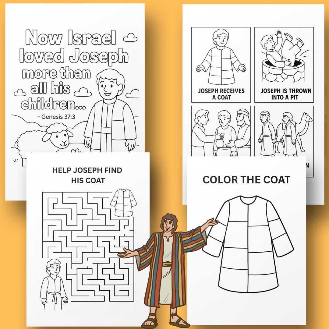 Joseph's Coat Bible Activity Pack: Sunday School Coloring Pages (PDF ...