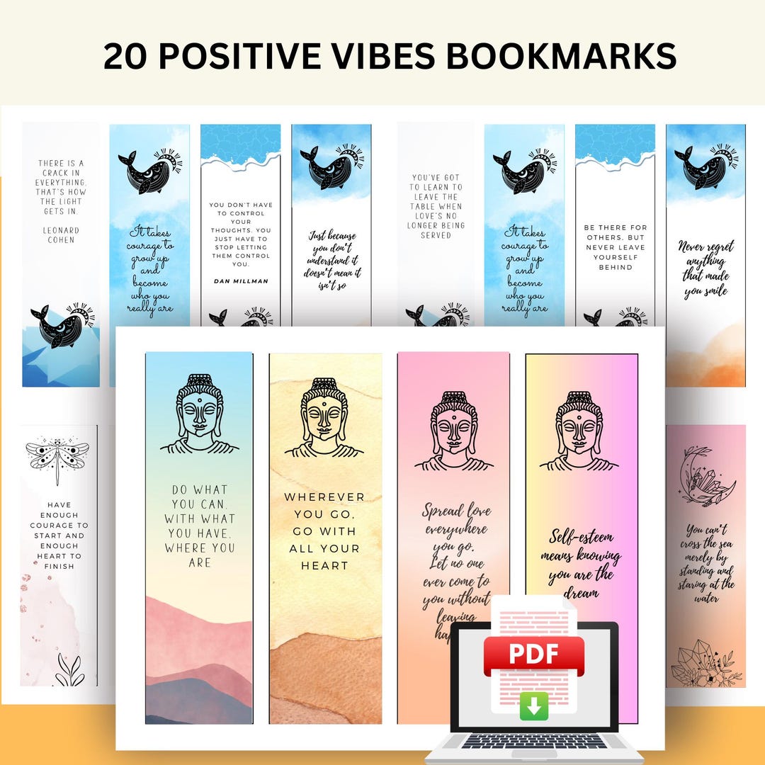 Positive Affirmation Bookmarks, DIY Printable, Positive Vibes Instant ...