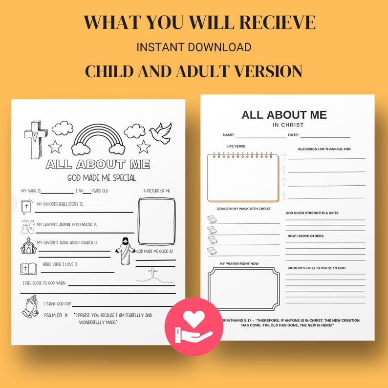 All About Me Christian Printable Activity for Kids and Adults - Etsy