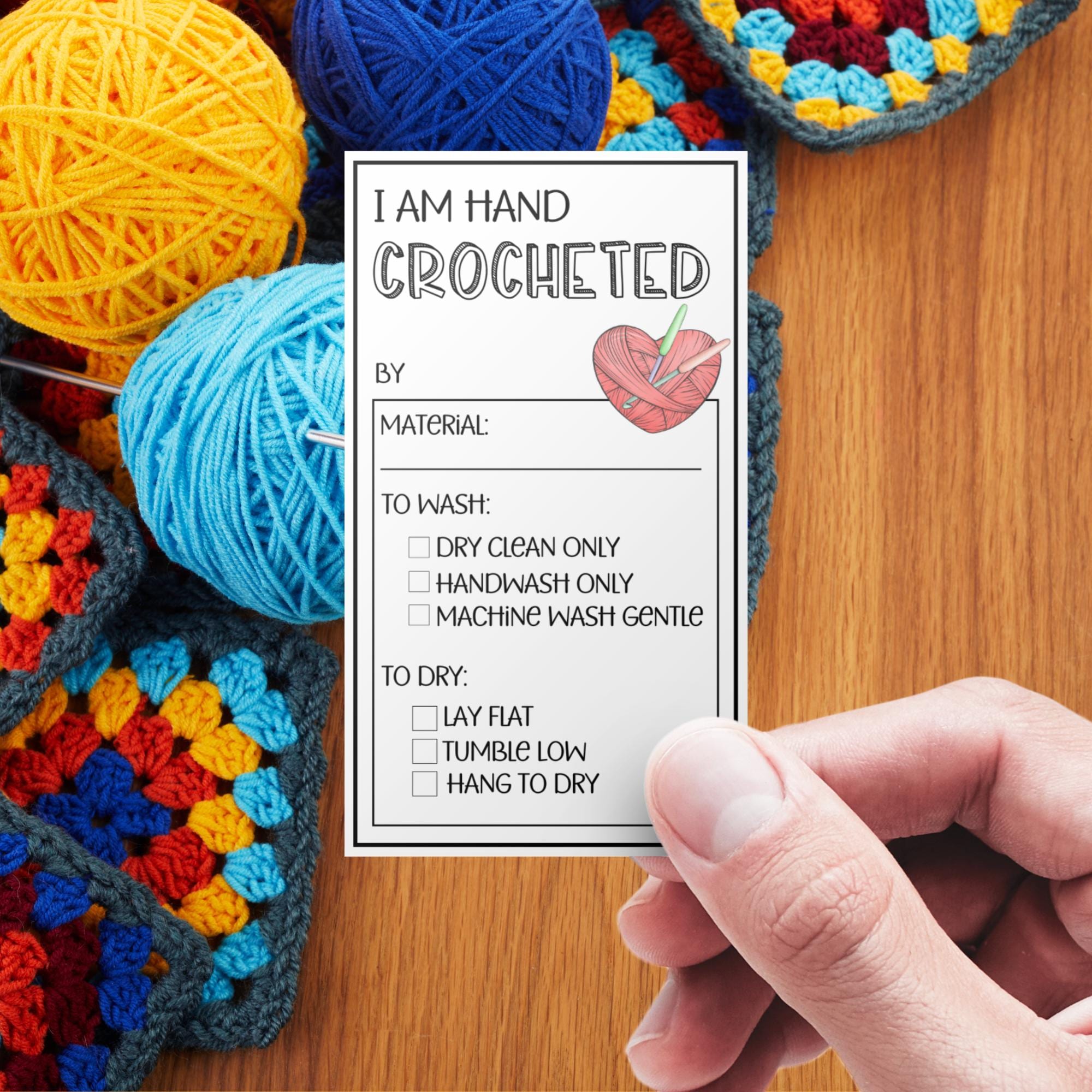 Printable Care Tag for Handmade CROCHET Gifts Care Instructions ...