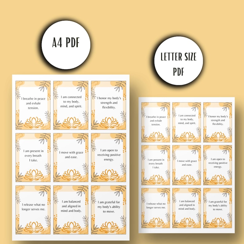 Yoga Affirmation Cards - Printable Deck - Meditation Mindfulness Tools ...