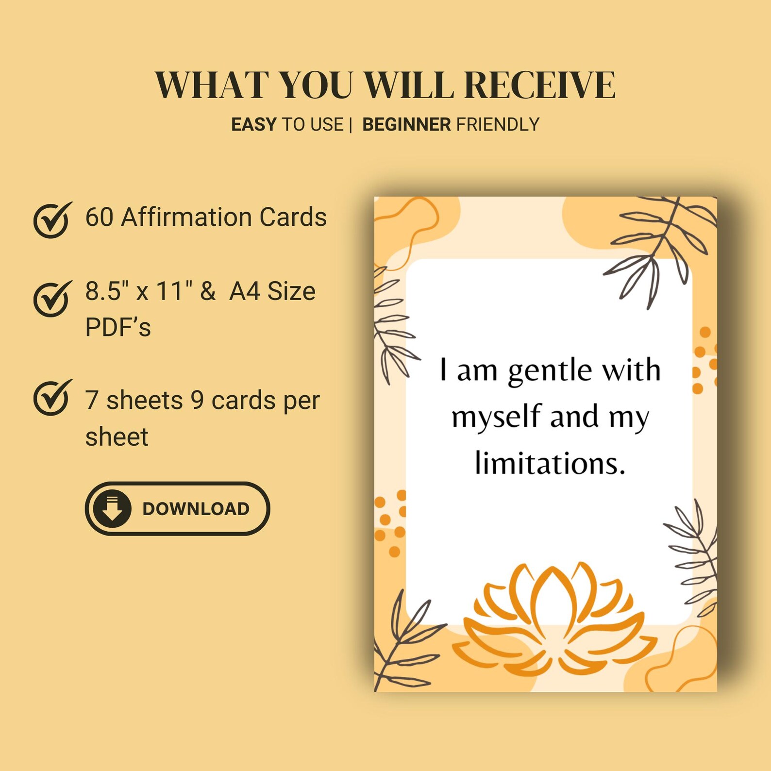 Yoga Affirmation Cards - Printable Deck - Meditation Mindfulness Tools ...