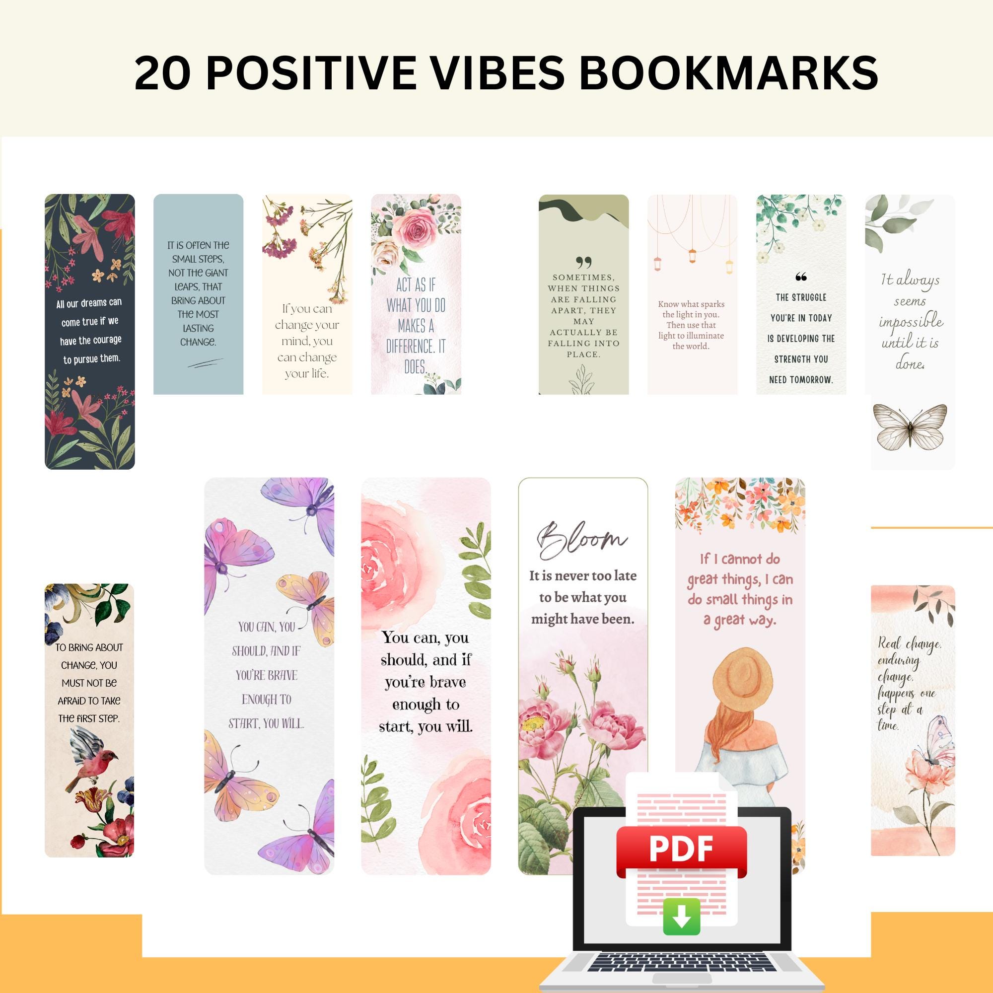Positive Affirmation Bookmarks, DIY Printable, Positive Vibes Instant ...