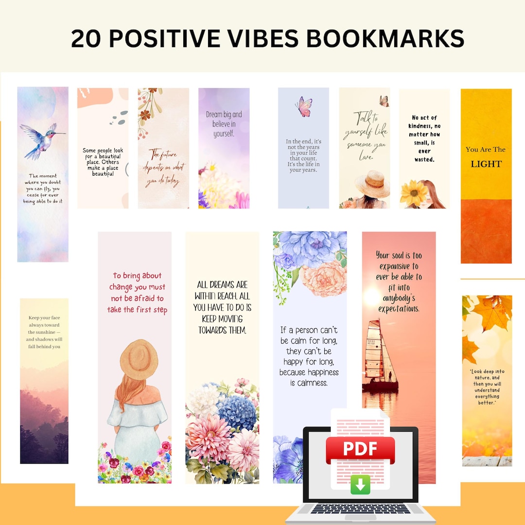 Positive Affirmation Bookmarks, DIY Printable, Positive Vibes Instant ...