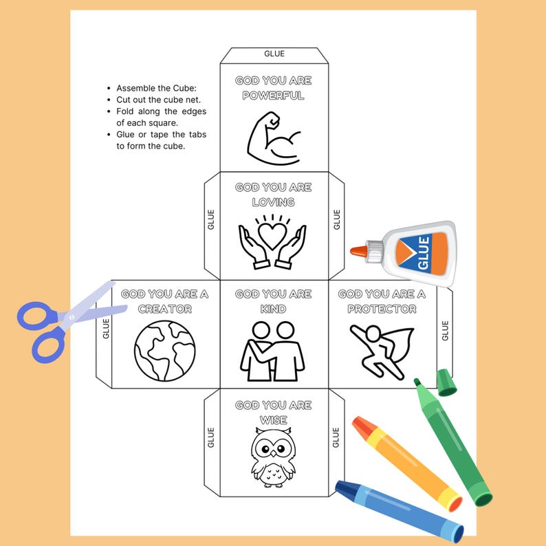 Kids Prayer Cube - Lord’s Prayer Printable Craft - Sunday School Bible ...