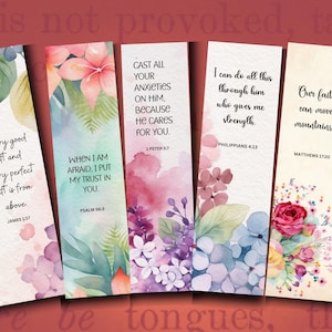 Floral Bible Verse Bookmarks: Christian Scripture, Inspirational Gift ...