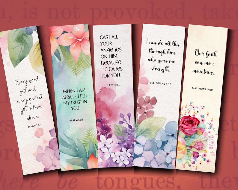 Floral Bible Verse Bookmarks: Christian Scripture, Inspirational Gift ...