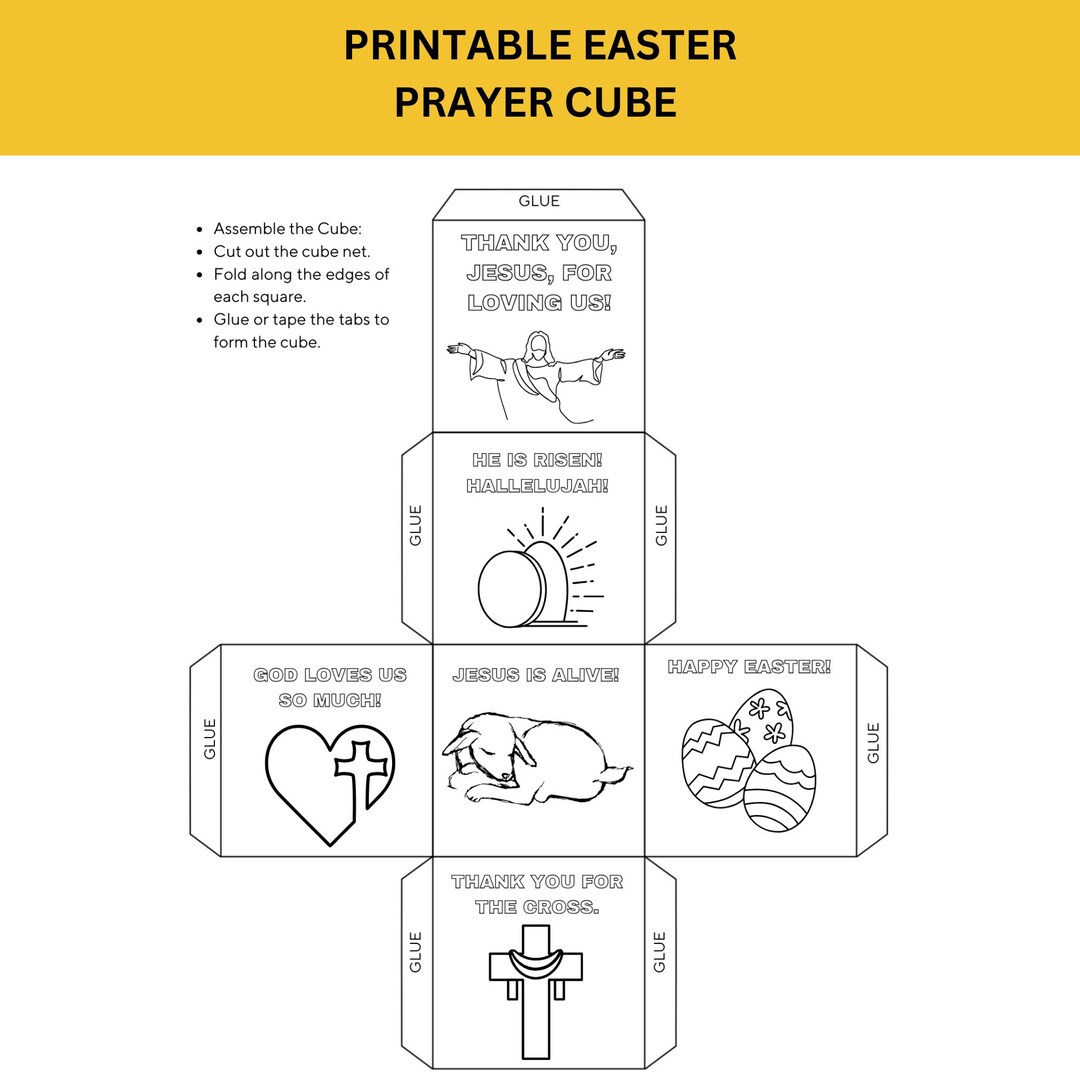 Sunday School Lesson Easter Story Printable Prayer Cube Bible Verse ...