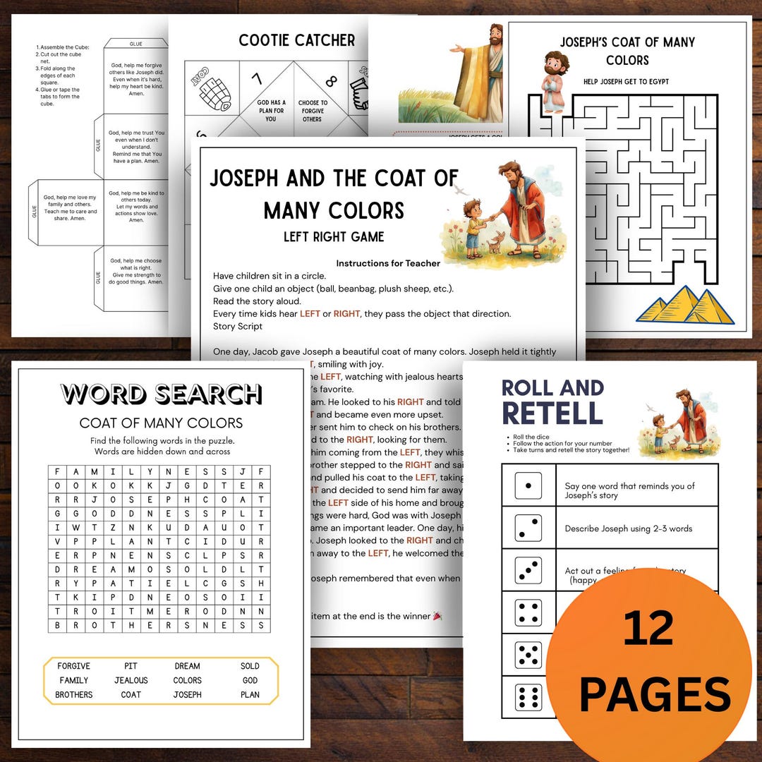 Joseph’s Coat of Many Colors, Joseph Story for Kids, Bible Printable ...