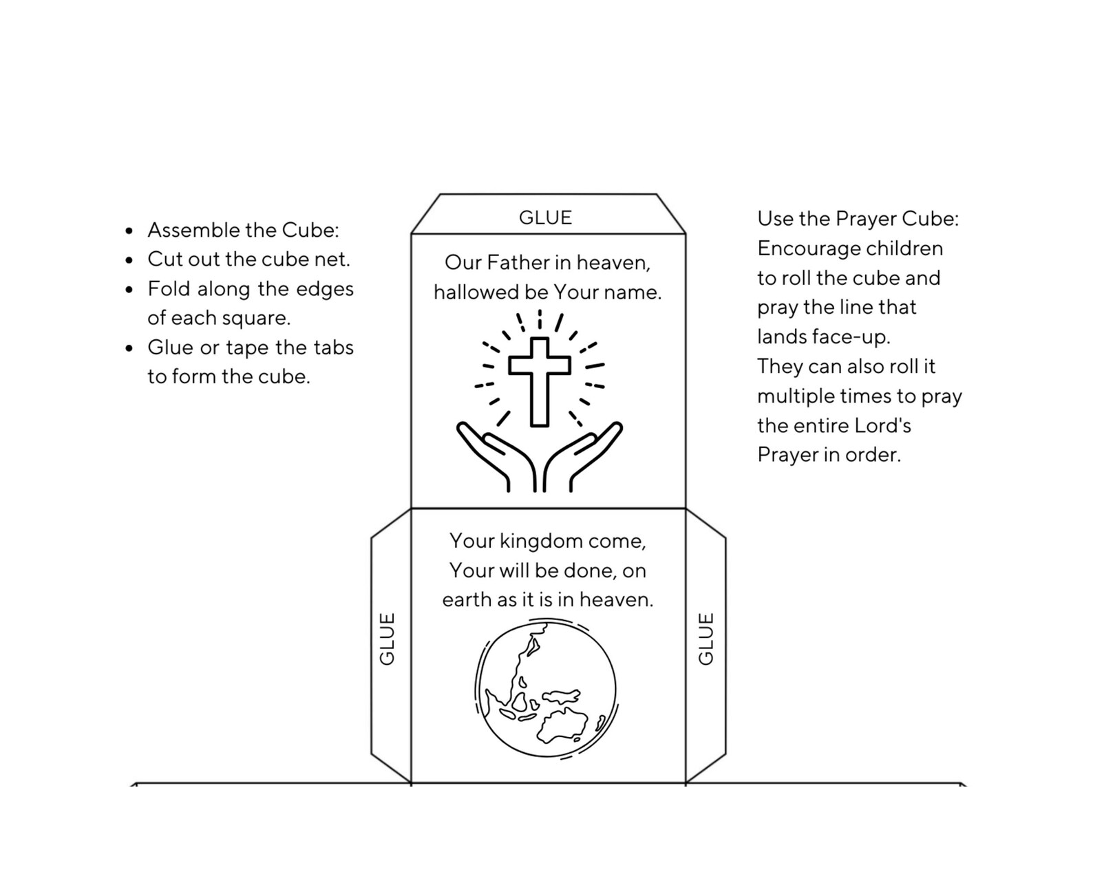 Printable Prayer Cube Bible Verse Craft for Kids - Sunday School Lesson ...