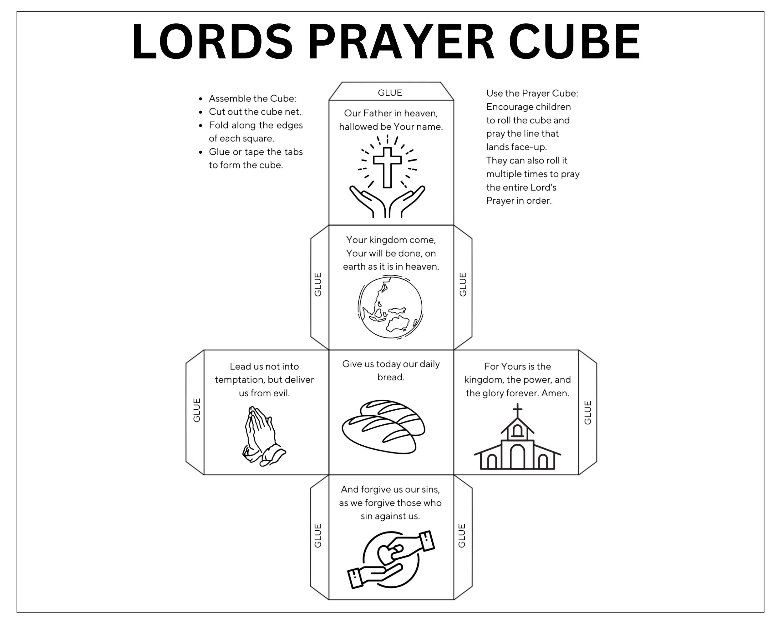 Printable Prayer Cube Bible Verse Craft for Kids - Sunday School Lesson ...