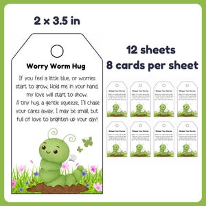 Printable Tag Worry Worm Cute Gift Tags for Kids Crochet Worry Worm ...