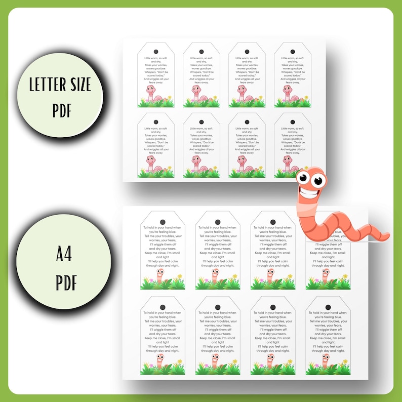 Printable Tag Worry Worm Cute Gift Tags for Kids Crochet Worry Worm ...