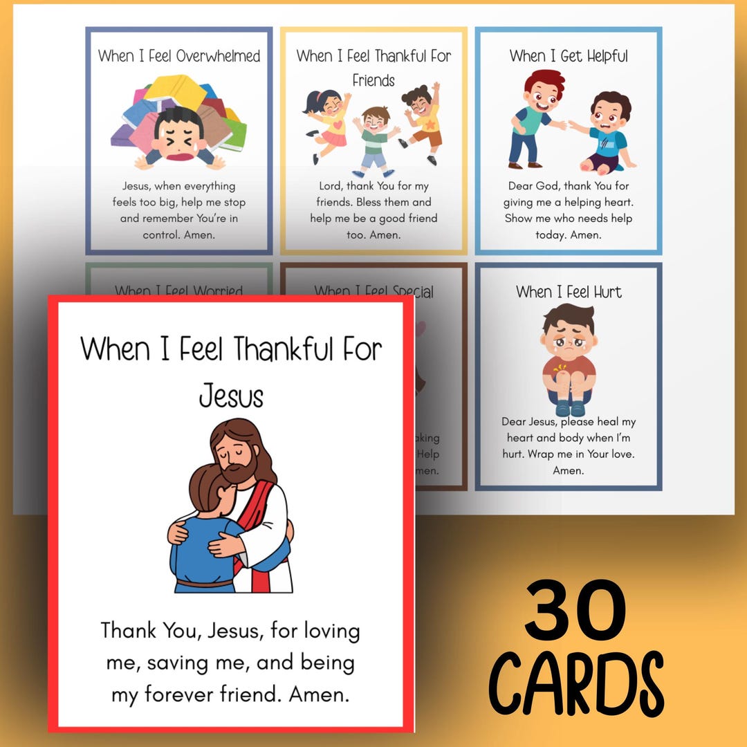 Printable Prayer Cards for Kids | 30 Emotions-based Christian Prayers ...