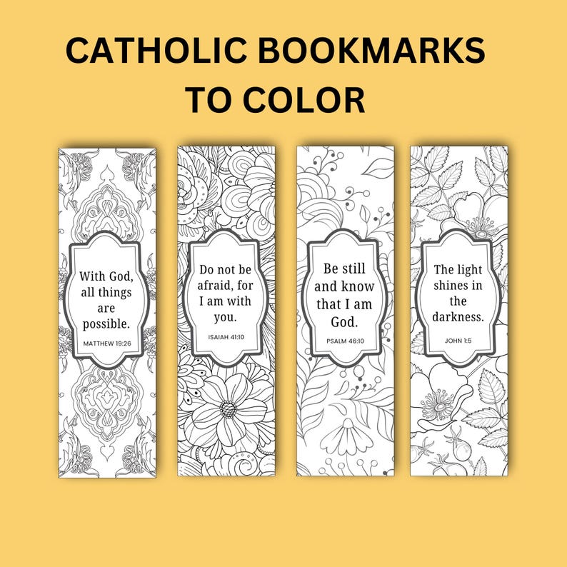 Printable Catholic Coloring Bookmarks - Scripture Affirmations ...