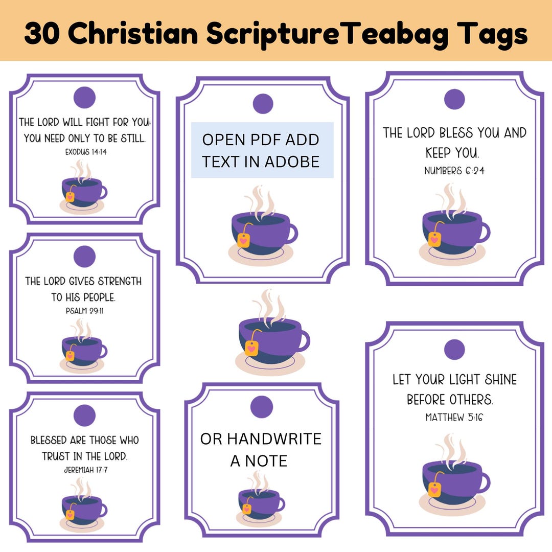 Printable Scripture Tea Tags, Tea Bag Tags for Mother's Day, Scripture ...
