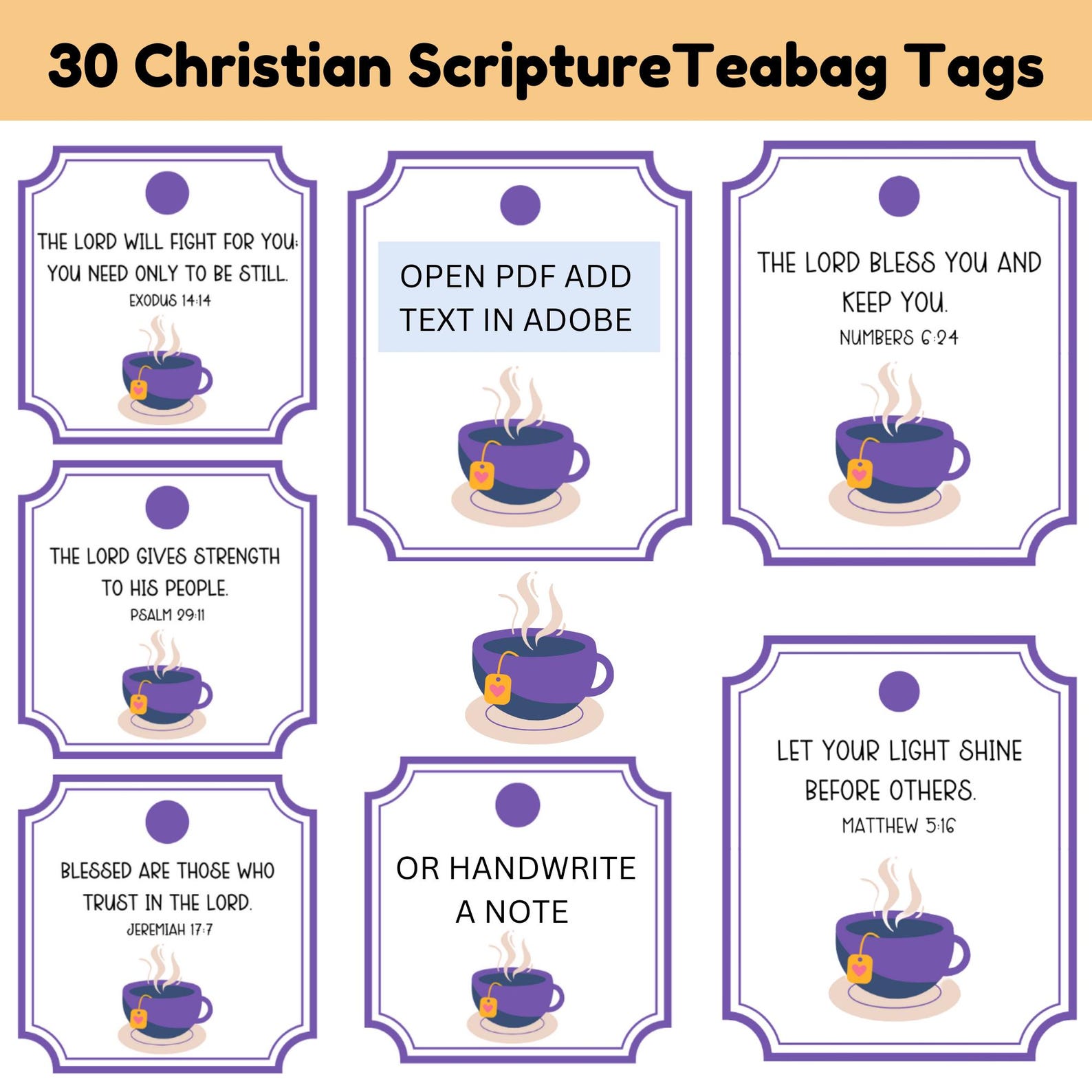 Printable Scripture Tea Tags, Tea Bag Tags for Mother's Day, Scripture ...