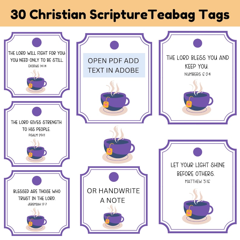 Printable Scripture Tea Tags, Tea Bag Tags for Mother's Day, Scripture ...