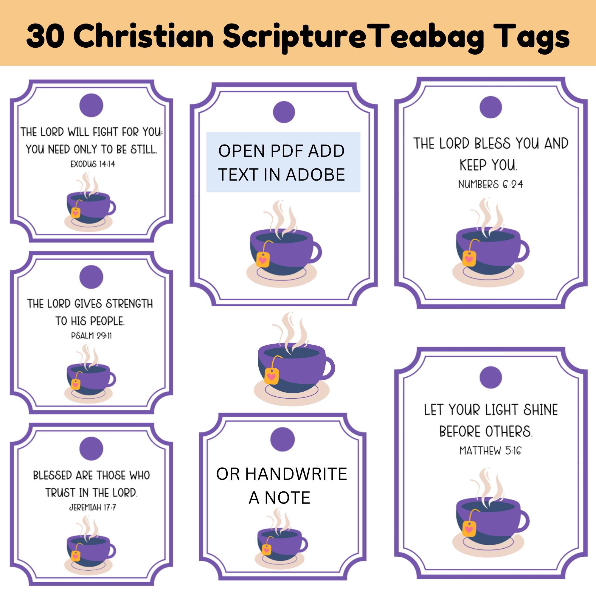 Printable Scripture Tea Tags, Tea Bag Tags for Mother's Day, Scripture ...