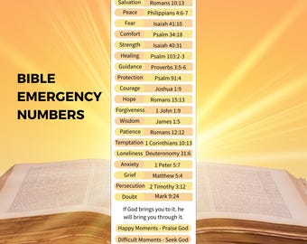 Emergency Bible Verse - Scripture Phone Numbers - Christian Bookmark ...