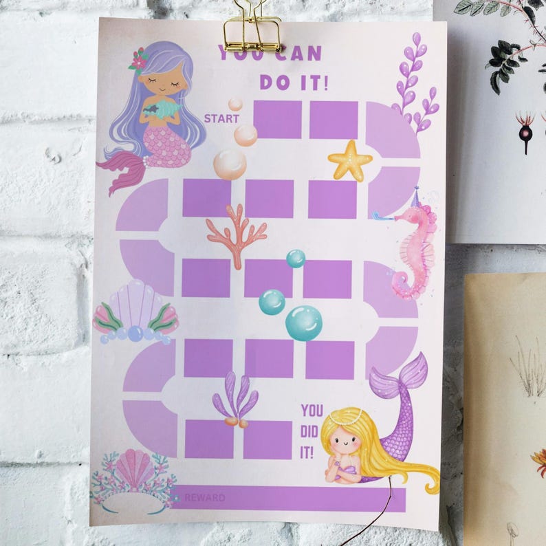 Mermaid Reward Sticker Chart: Potty Training & Chore Tracker (digital ...