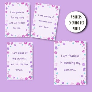 Positive Affirmation Cards for Teenage Girls - Teen Self Care - Printable Cards - Positive ...
