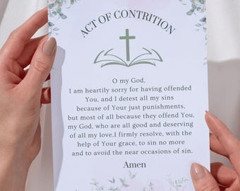 Act of Contrition, Catholic Prayer Card, Printable A4, Wall Art ...