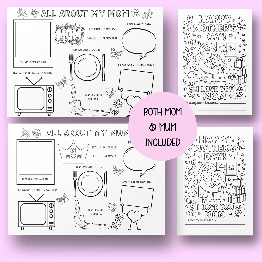 All About My Mom Worksheet, Printable Mother's Day Gift, Kids Activity ...