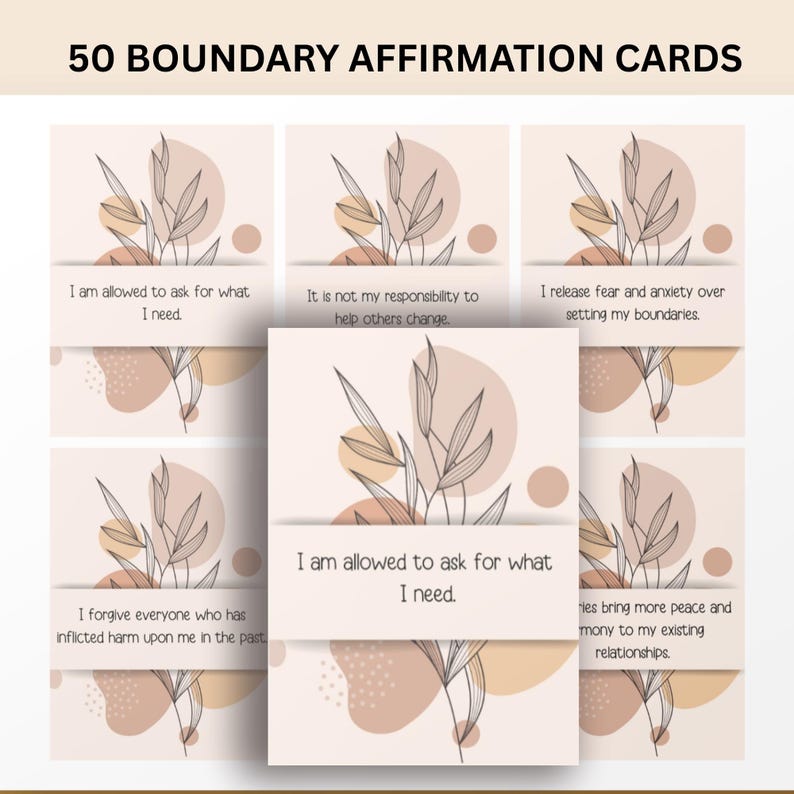 Boundary Affirmations Cards, Digital Download for Self-care, Therapy ...