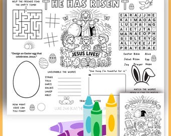 Sunday School Coloring Printable - Easter Activity Placemat for Kids ...