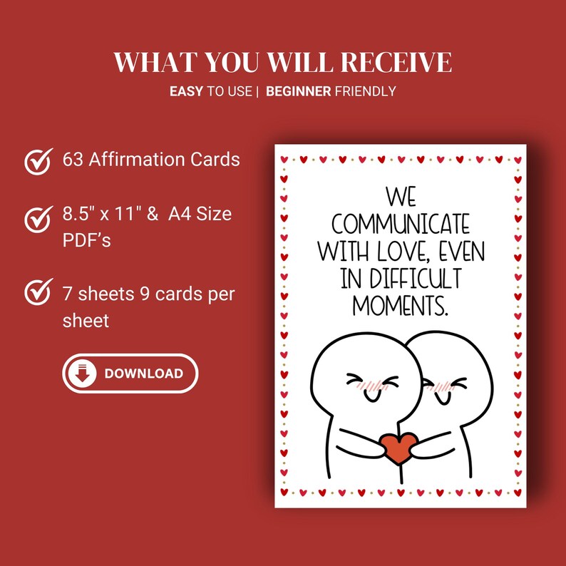 Affirmation Cards for Couples, Printable Relationship Gifts, Love Notes ...