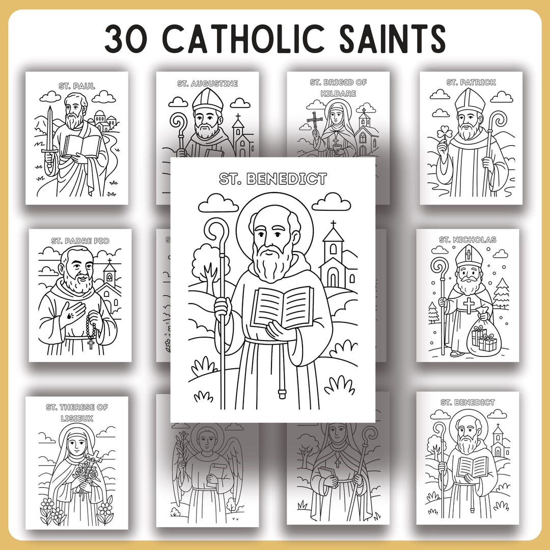 Catholic Saints Coloring Book Pages Sheets Printable Kids Activity - Etsy