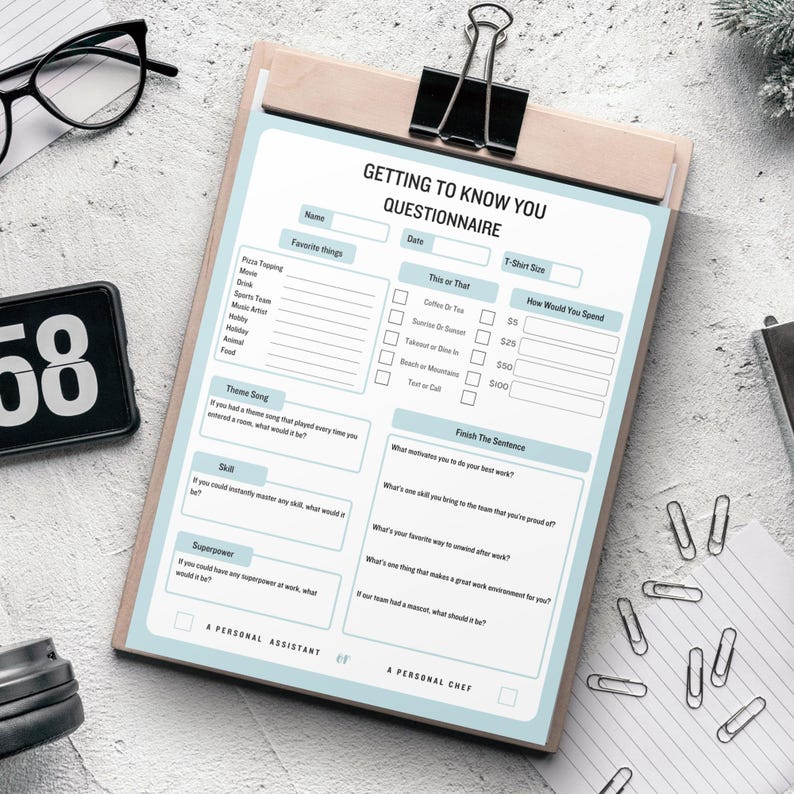 Getting to Know You Printable Coworker Questions All About Me Survey ...