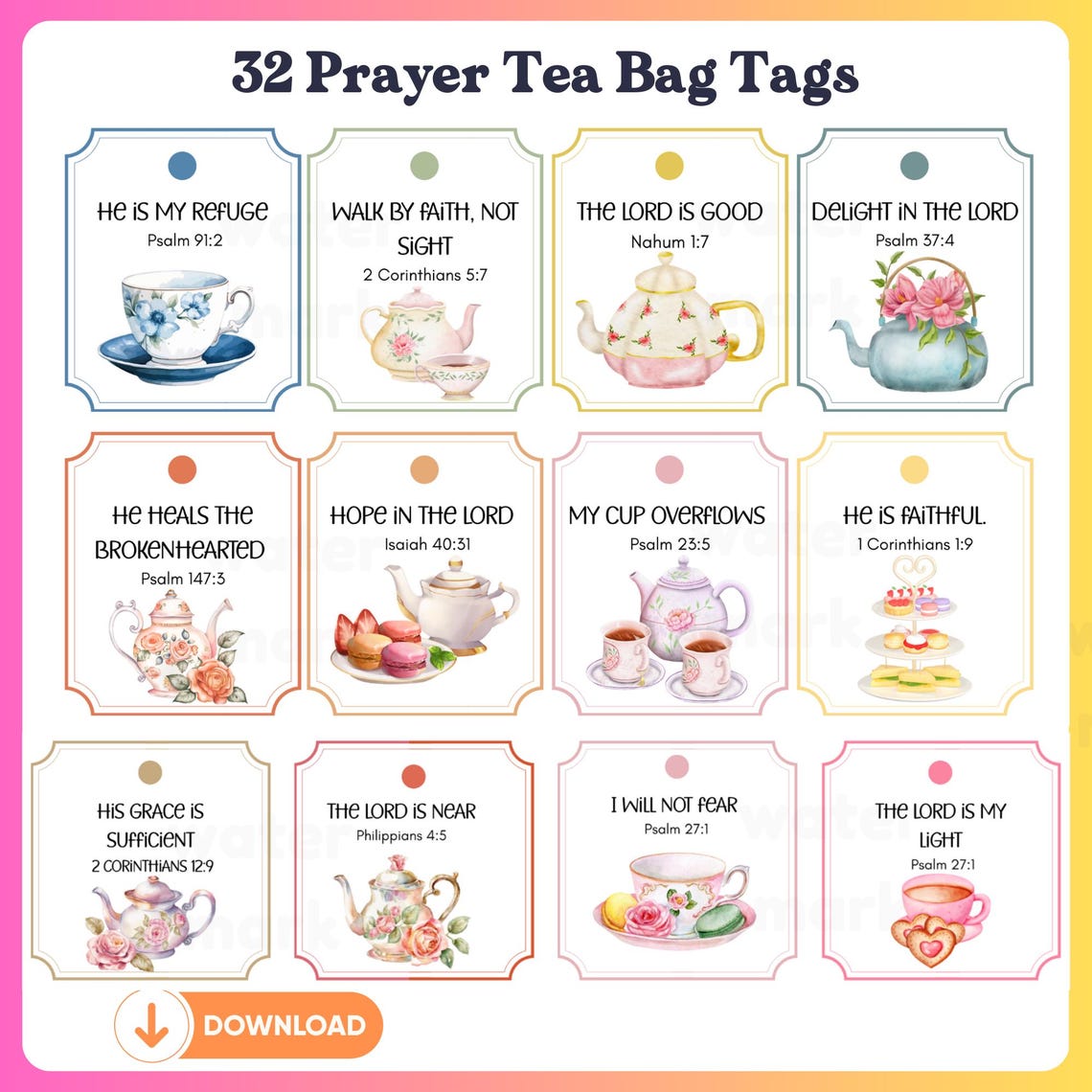 Scripture Tea Bag Tags - Printable Christian Bible Verse Favors for ...