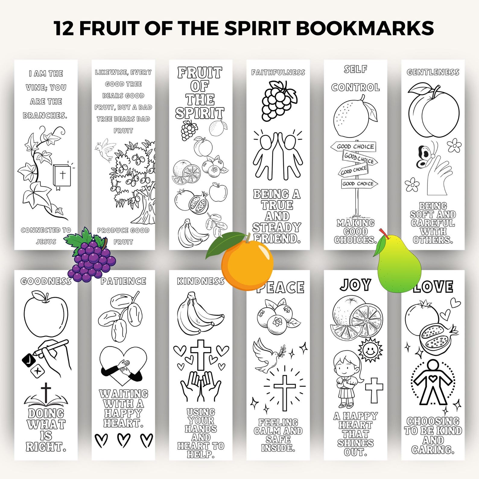 Fruit of the Spirit Bookmark, Printable Bible Verse, Christian Gift ...