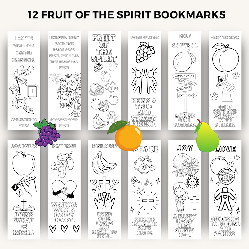 Fruit of the Spirit Bookmark, Printable Bible Verse, Christian Gift ...
