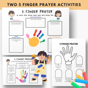 5 Finger Prayer for Kids, Handprint Art Craft, Sunday School Activity ...