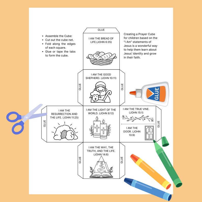 Printable Prayer Cube for Kids, Bible Learning Activity, Sunday School ...