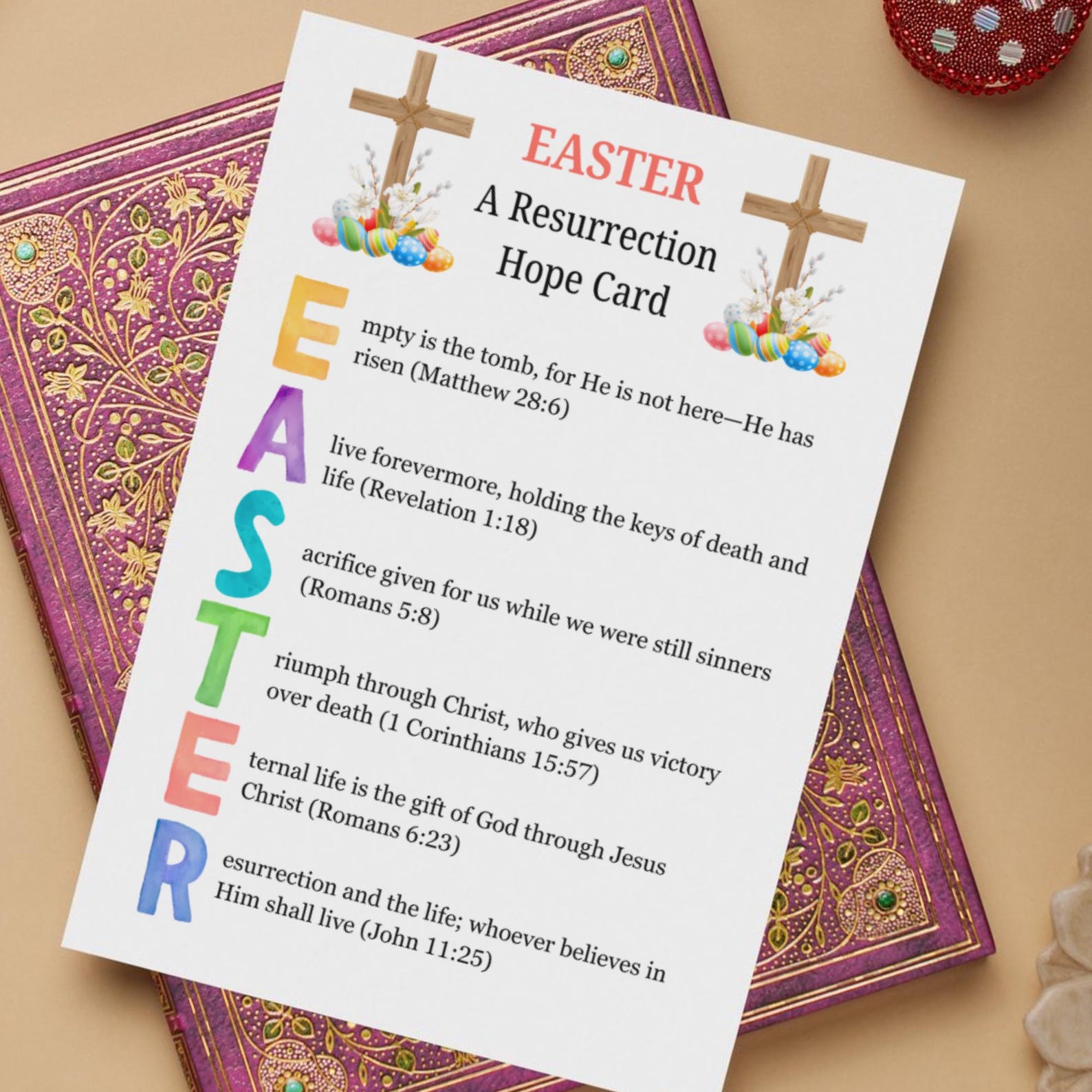 Christian Easter Card Printable, Digital Easter Card, Resurrection ...