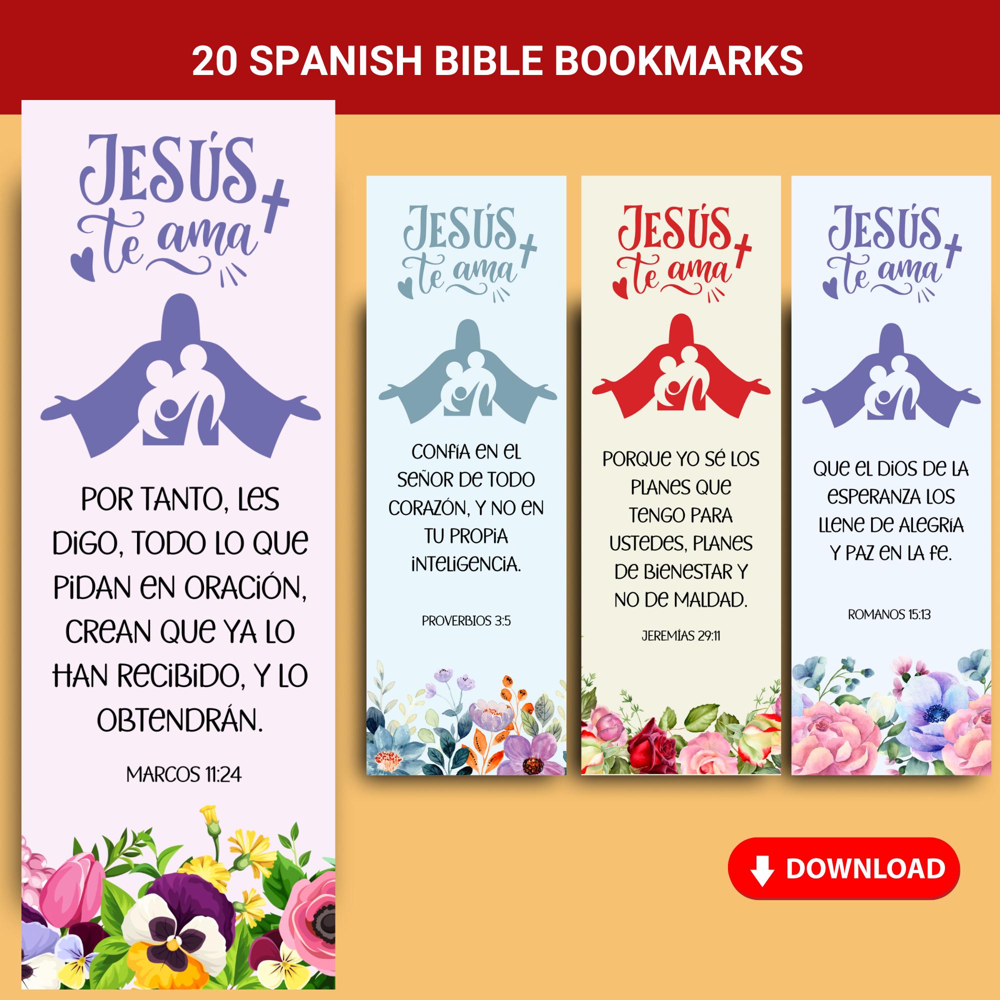 Spanish Bible Verse Bookmarks - Printable Scripture Bookmark Set ...