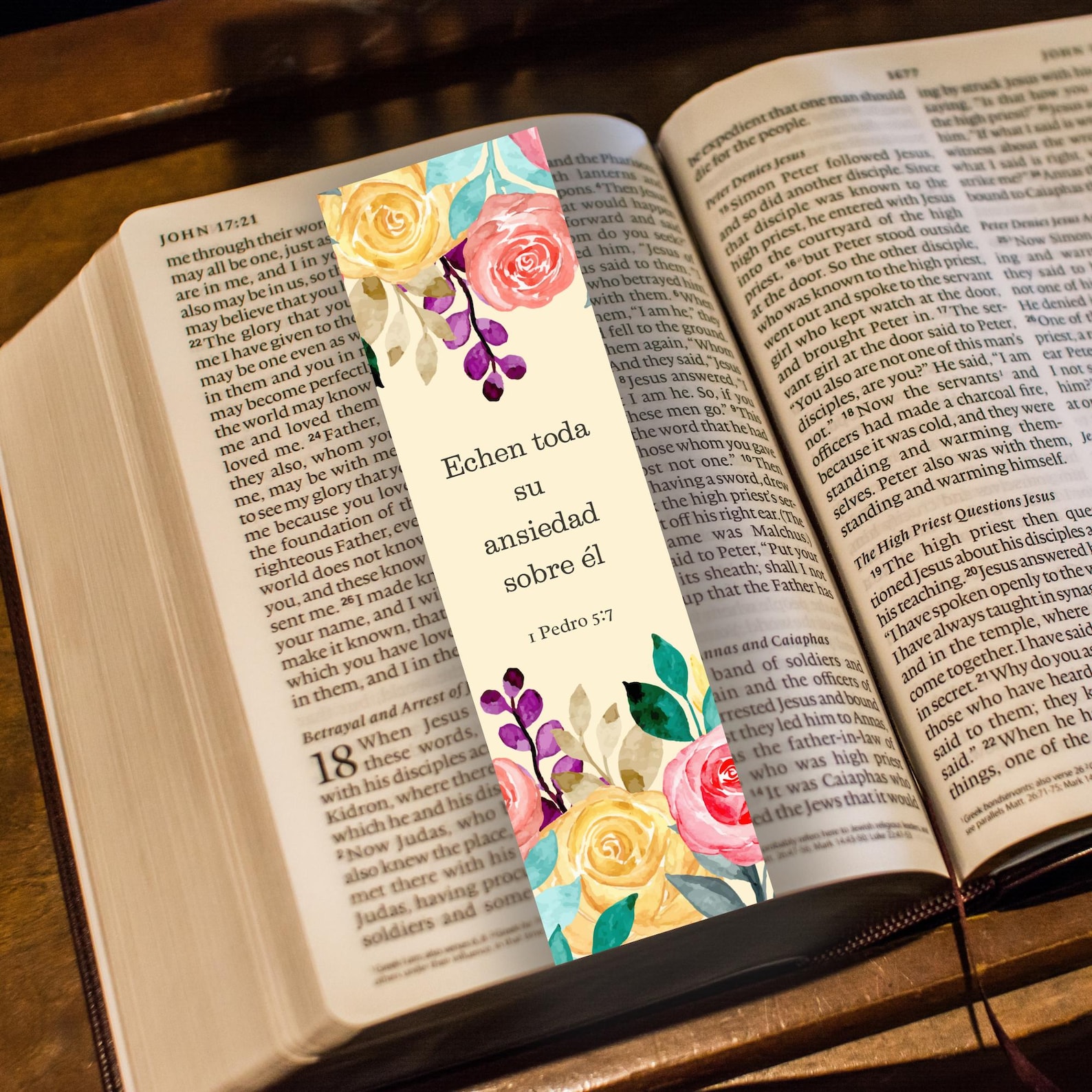 Spanish Bible Verse Bookmarks, Printable Christian Bookmark Set, Floral ...