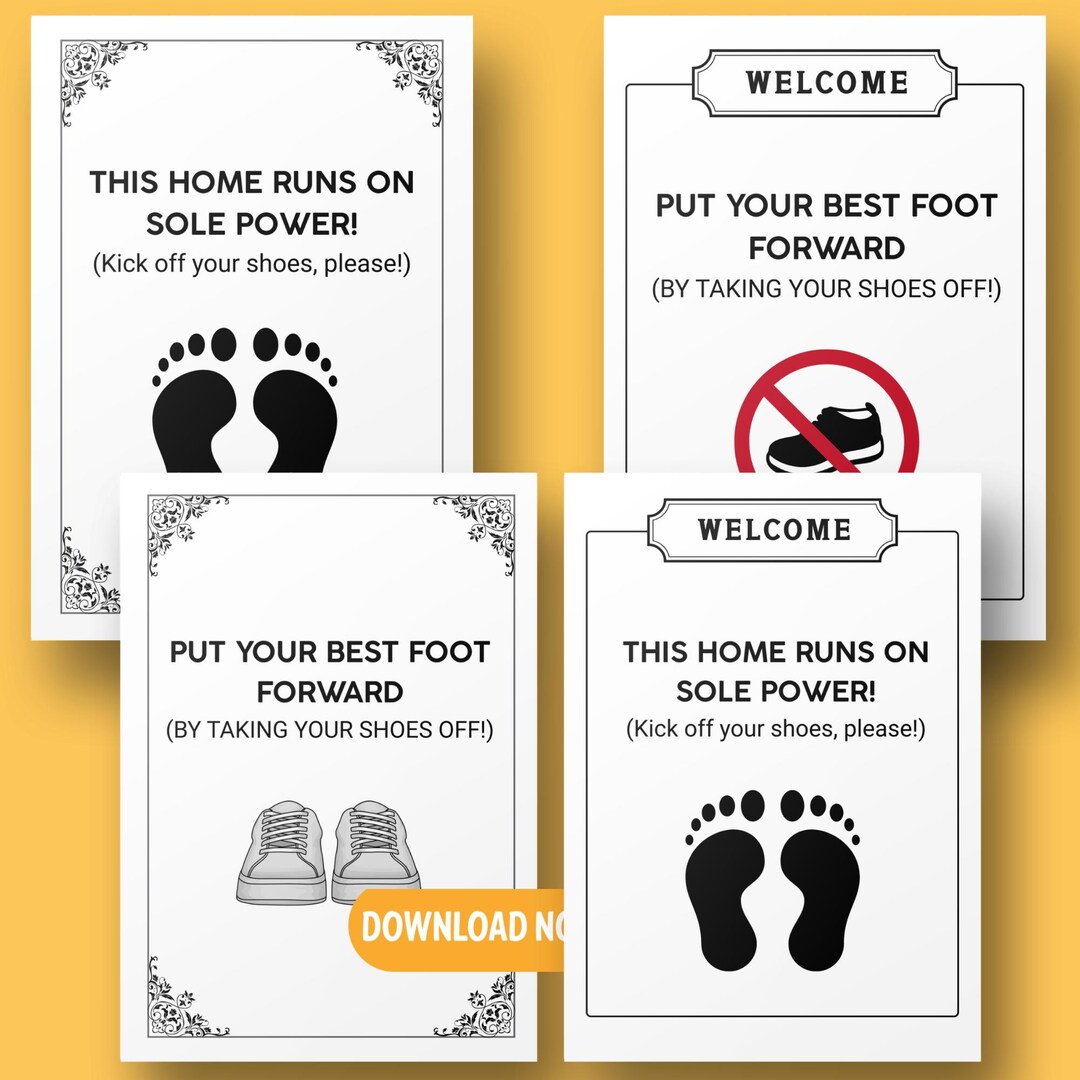 Printable Please Remove Your Shoes Sign for Entryway Room, Take off ...