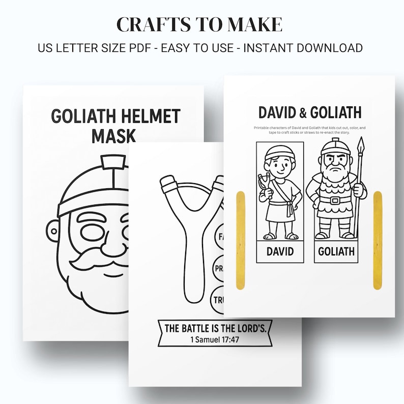 David and Goliath Bible Craft Printable | Sunday School Activity for ...